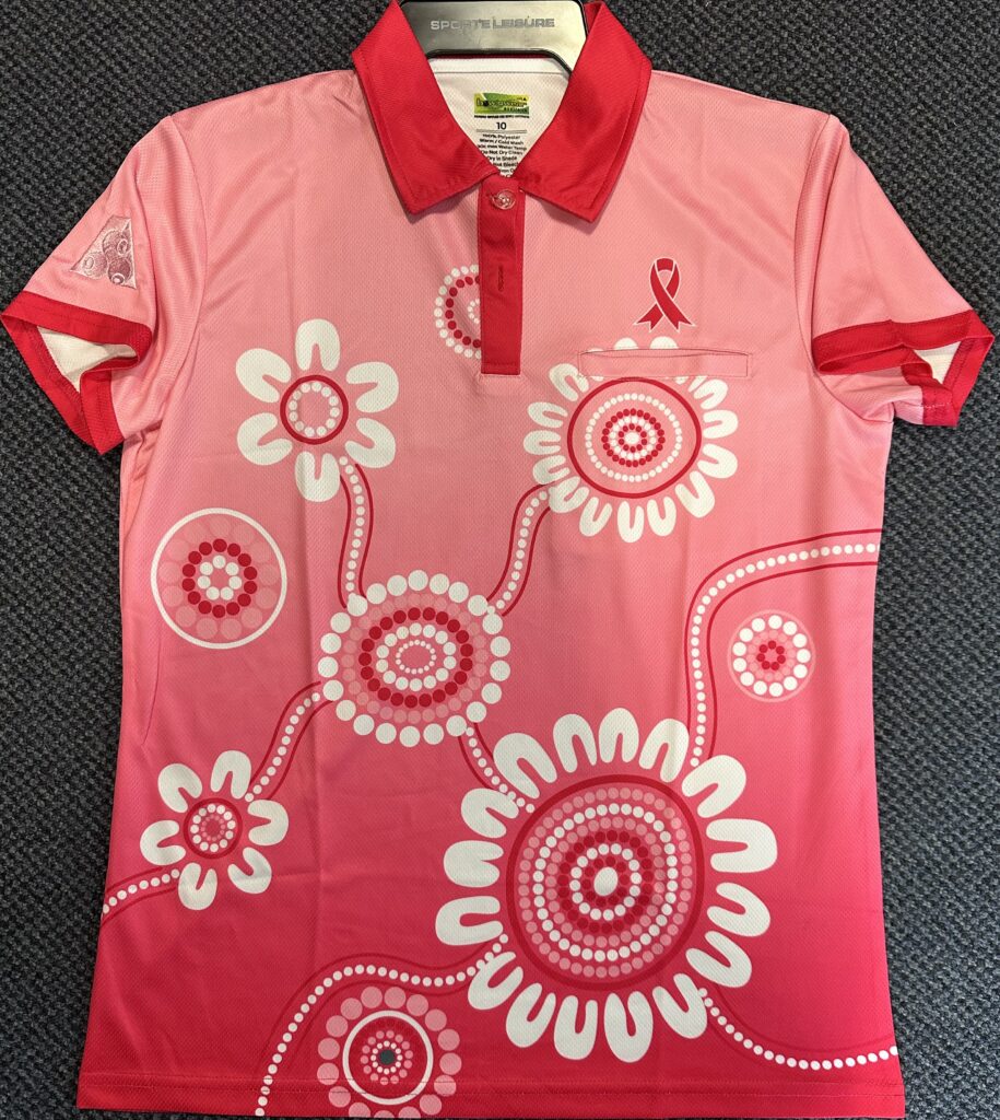 WOMENS BREAST CANCER POLO WITH FRONT POCKET - Lawn Bowls 2U