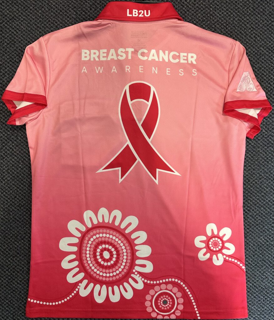 WOMENS BREAST CANCER POLO WITH FRONT POCKET - Lawn Bowls 2U